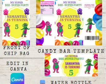 Barney Chip Bag Template - Etsy