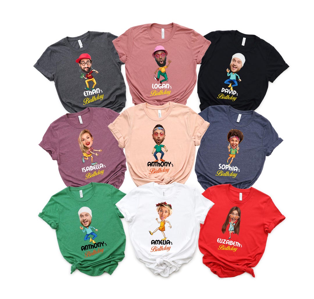 Custom Face Stick Figures Birthday Shirt, Birthday Photo Shirt ...