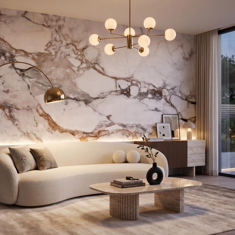 Marble Gray Mural - Etsy