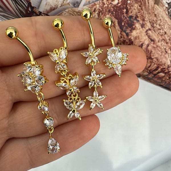 Flower Belly Ring - Etsy