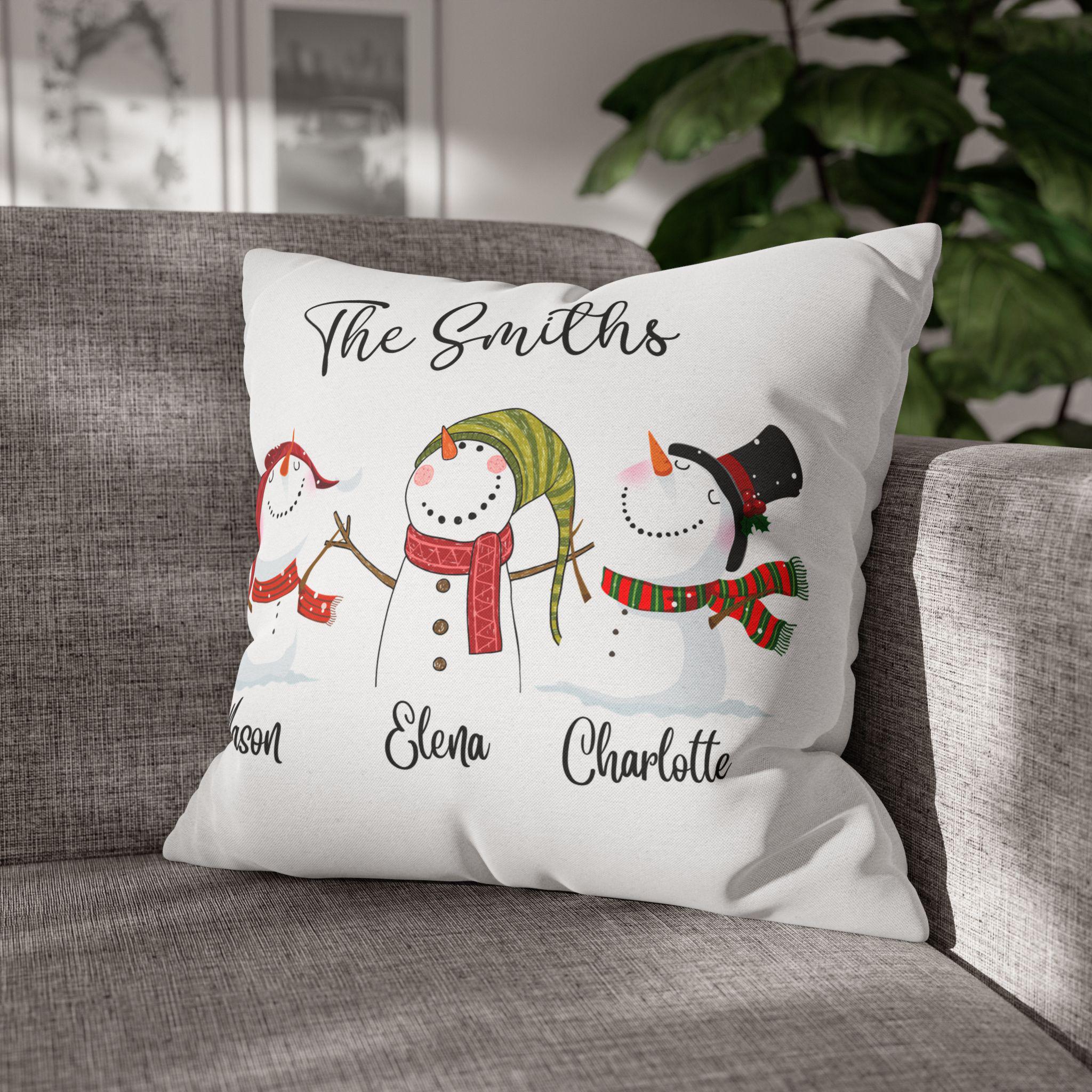 Snowman Family Personalized Lumbar Throw Pillow Sham, Character Pillow ...