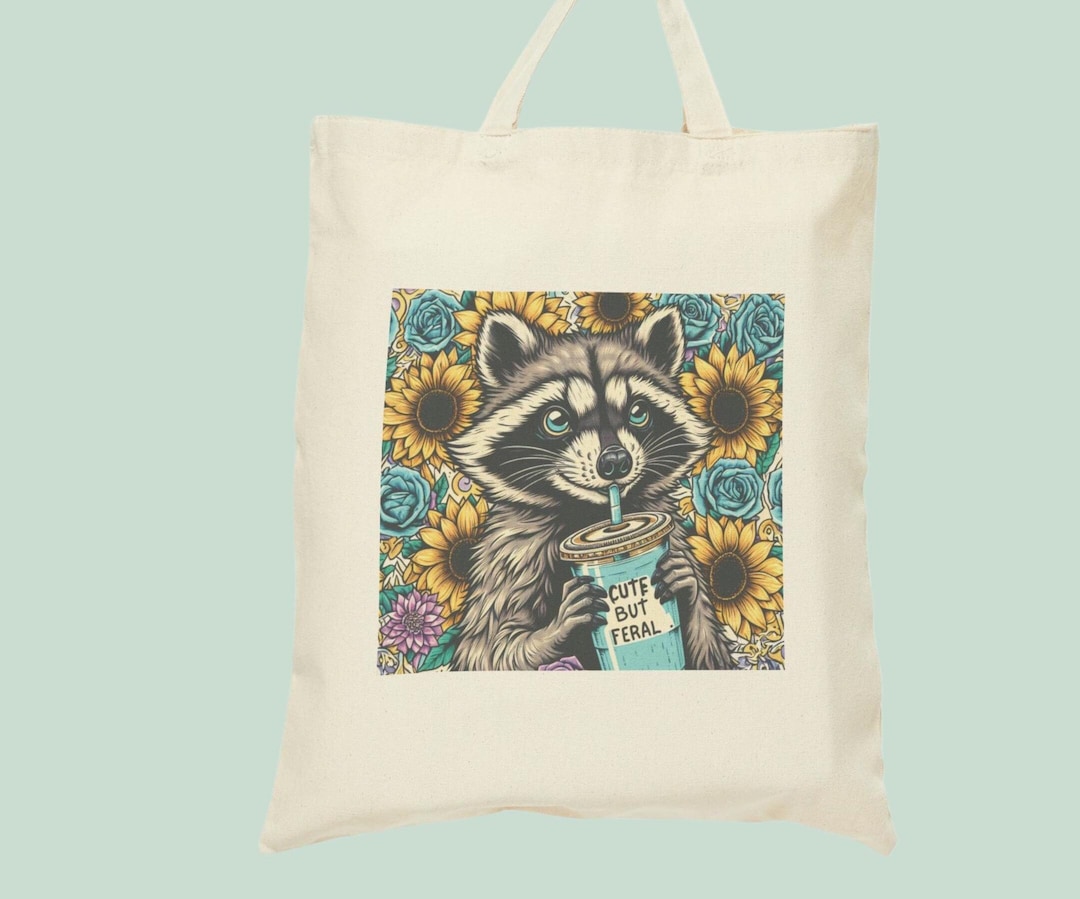 Trendy Raccoon Tote Bag,raccoon Lovers Gag Gift,funny Raccoon Bag ...
