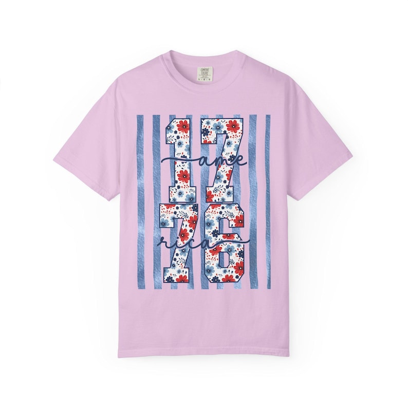 1776 America Floral Print T-shirt: Patriotic USA Celebration Tee - Etsy