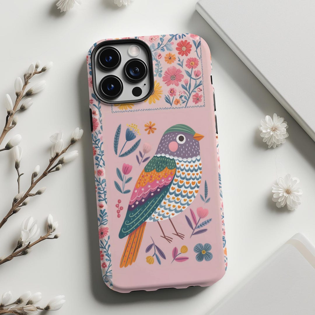 Personalized Bird Phone Case, Floral Nature Lover Gift, iPhone Samsung ...