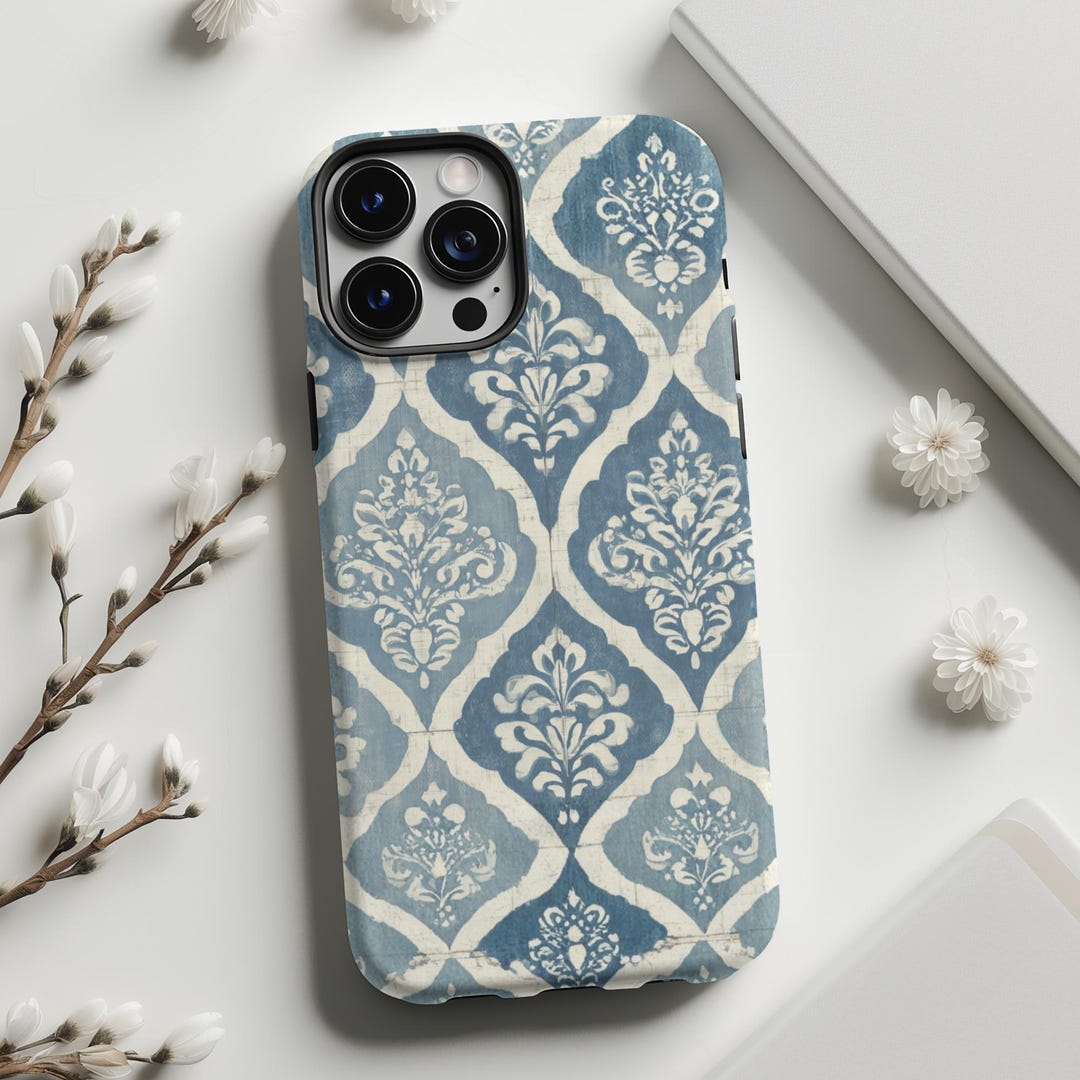 Personalized Vintage Damask Phone Case, Custom Name Initial Cover ...