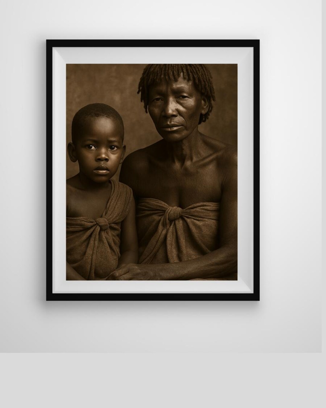 Kinship Portrait - Sepia African Family Wall Art | Cultural Print ...