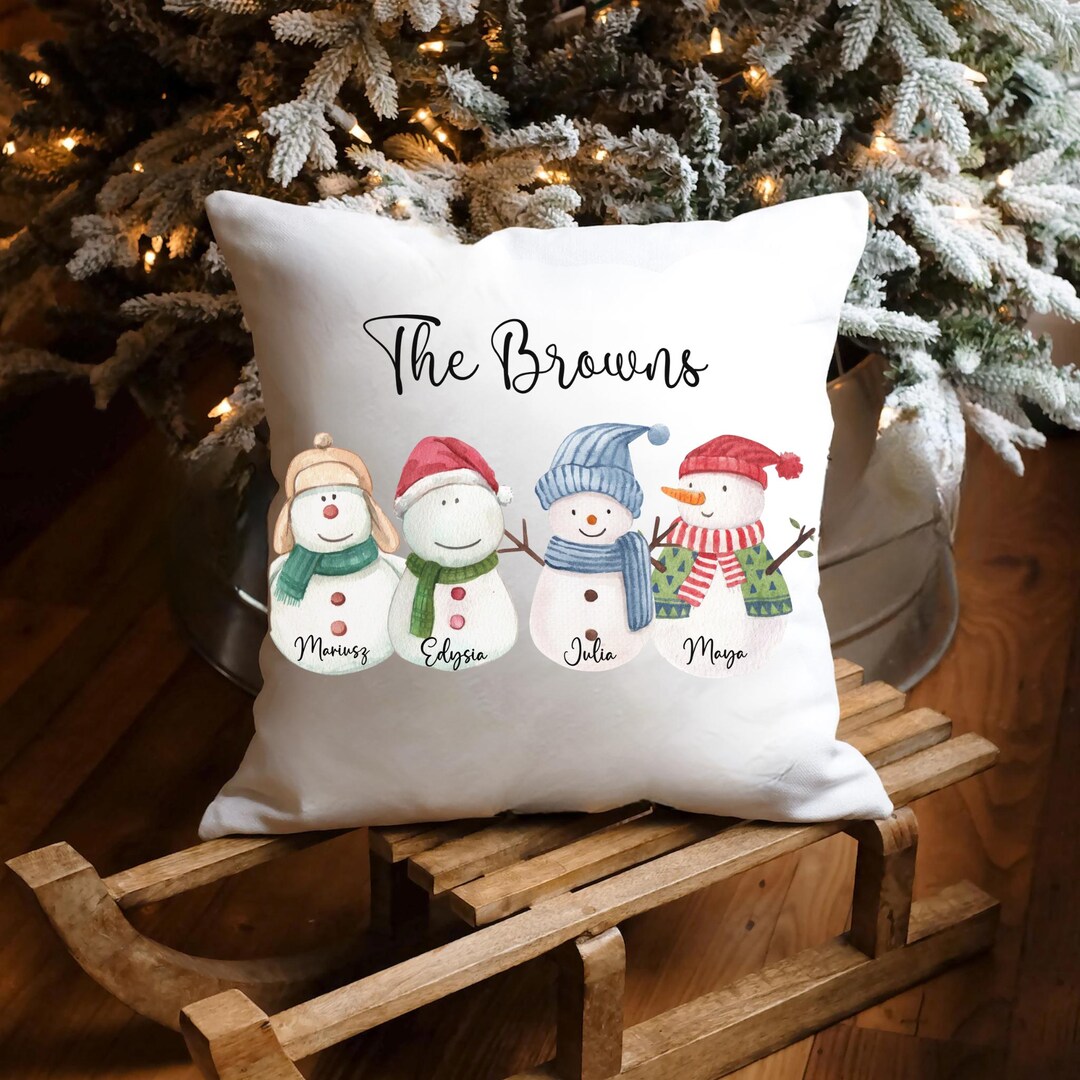 Custom Christmas Pillow Case 2025, Custom Snowman Pillow With Names ...