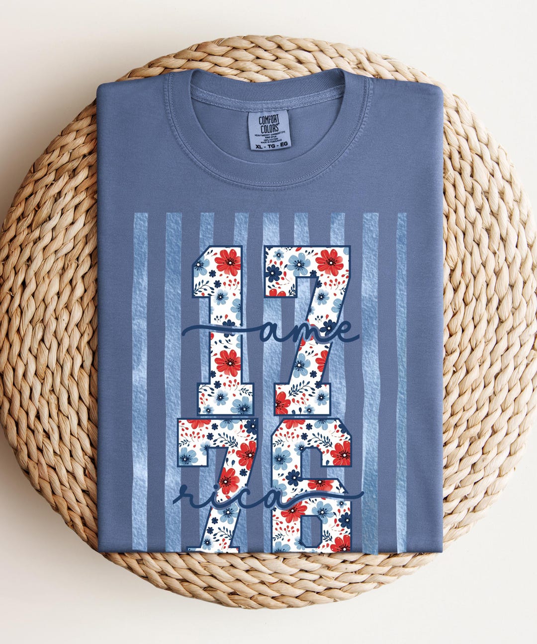 1776 America Floral Print T-shirt: Patriotic USA Celebration Tee - Etsy