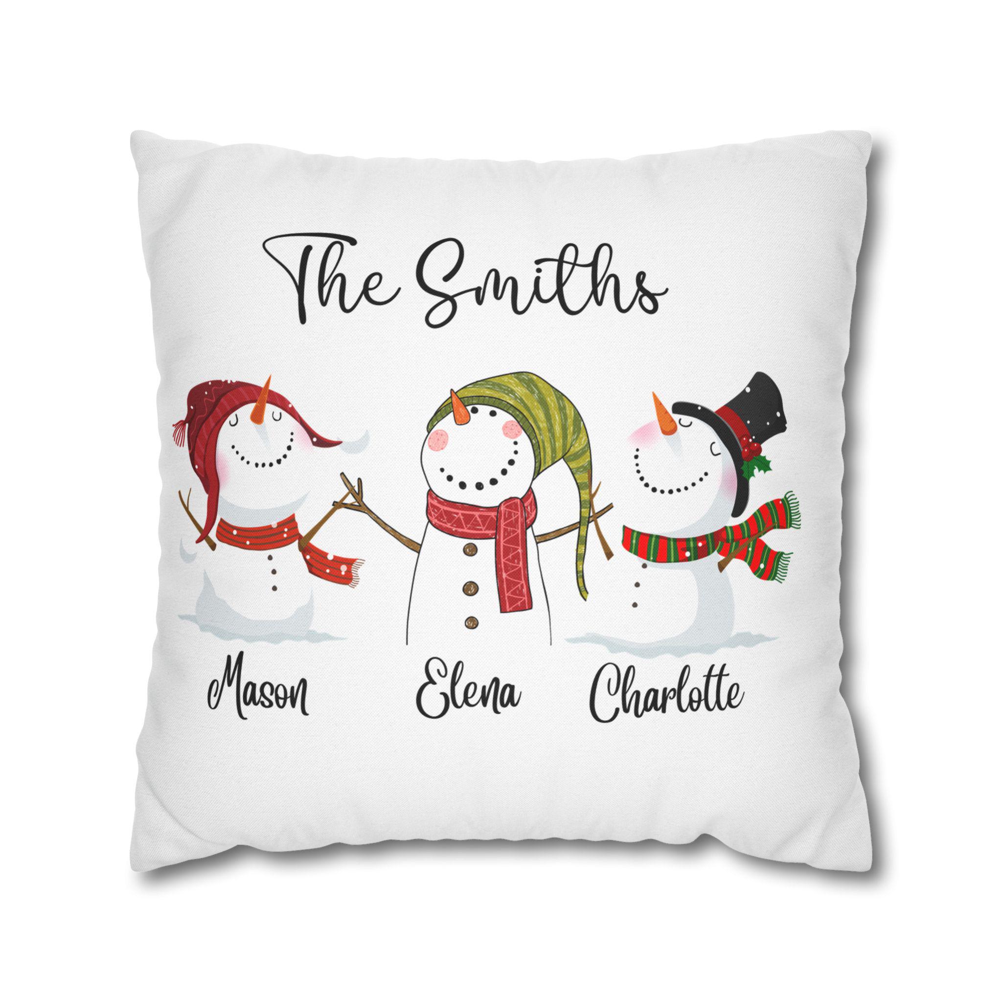 Snowman Family Personalized Lumbar Throw Pillow Sham, Character Pillow ...