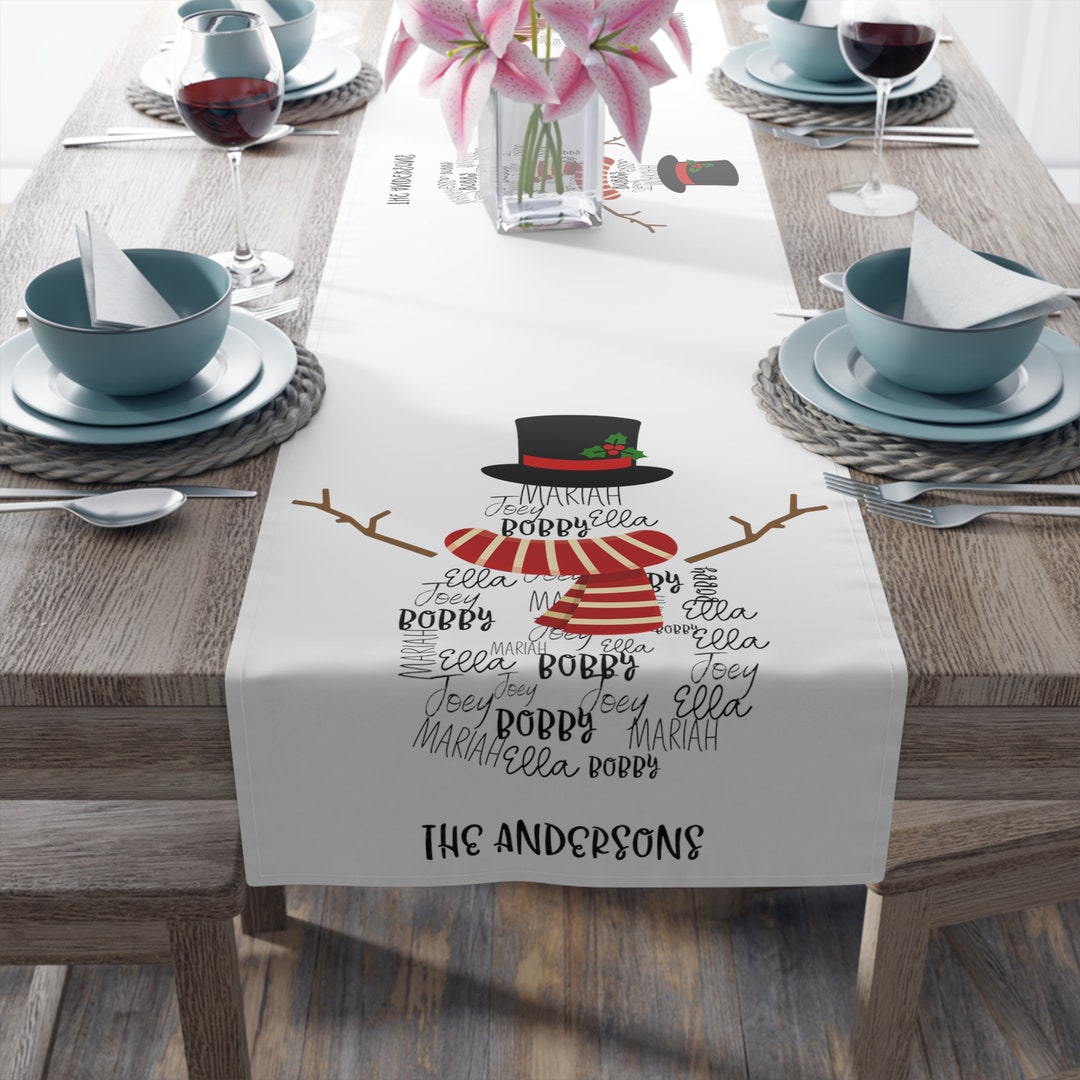 Custom Christmas Runner With Names Colorful Tablerunner Christmas Decor ...