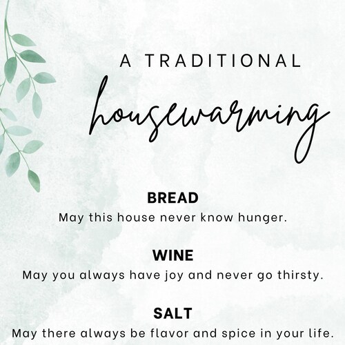 New Home Card & Tags. Bread Salt Wine. Housewarming Gift - Etsy