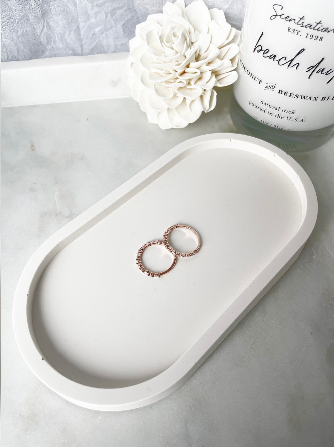 White Oval Tray, Bathroom Vanity Tray, Trinket Tray, Small Jewelry Tray ...