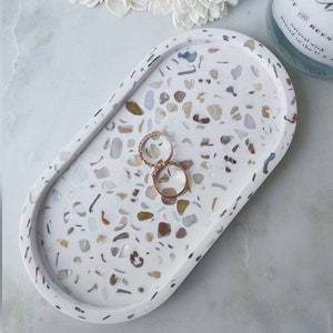 Seashell Terrazzo Oval Trinket Dish, Seashell Terrazzo Dish, Seashell ...