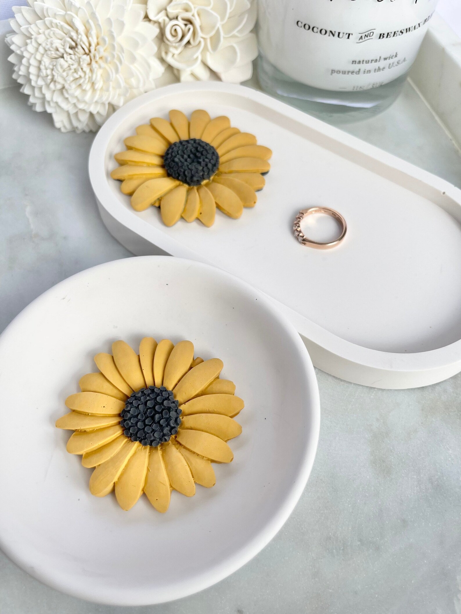 Sunflower Ring Dish Oval Tray Small Ring Dish Jewelry Dish - Etsy
