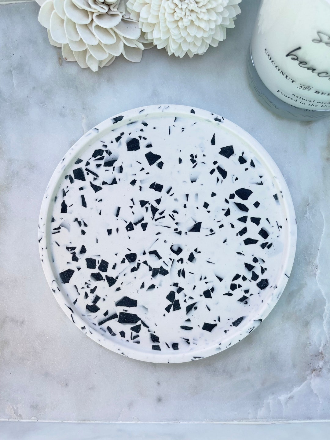 Terrazzo Tray, Decorative Tray, White Display Tray, Black and White ...