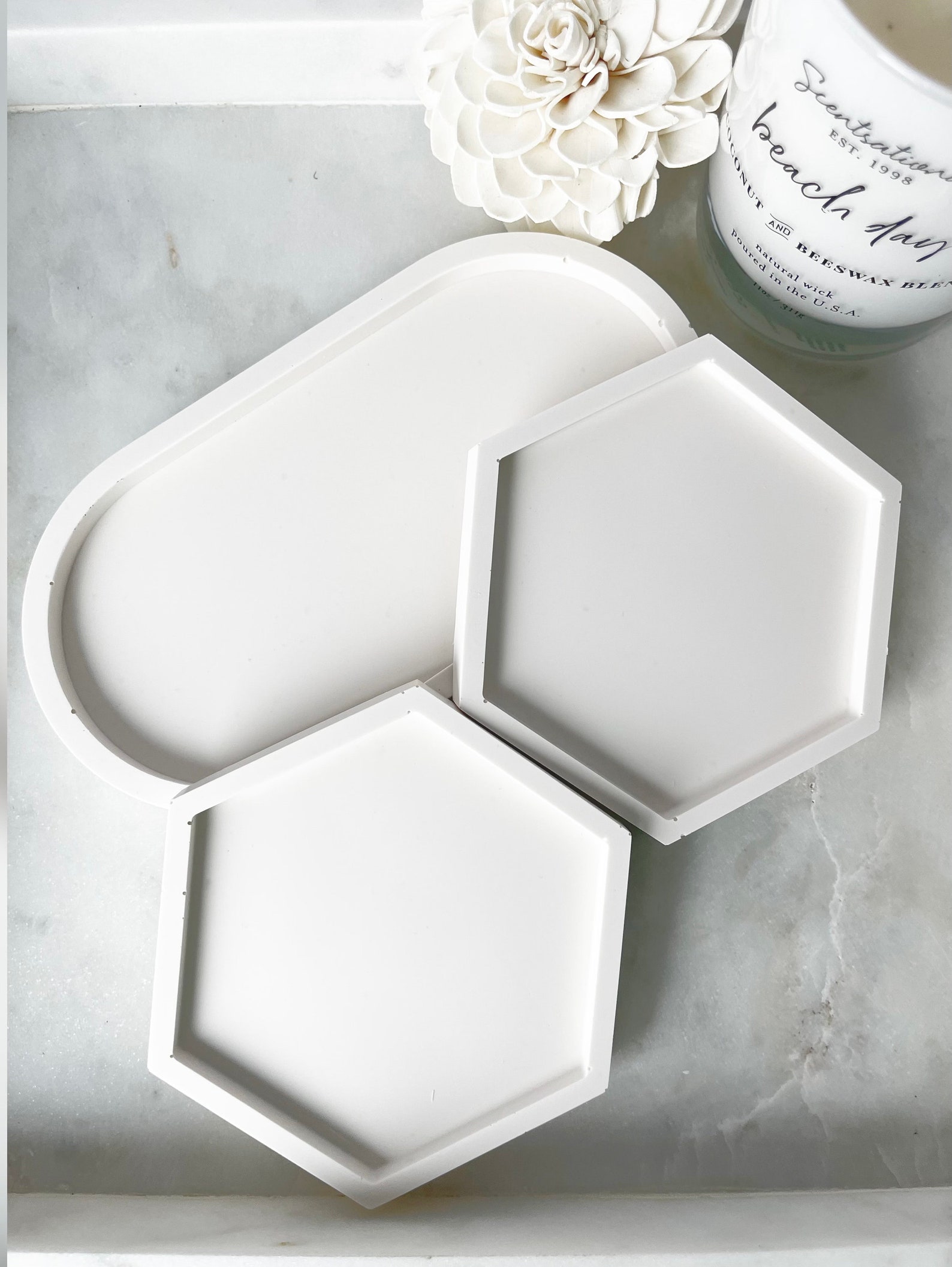 White Oval Tray, Bathroom Vanity Tray, Trinket Tray, Small Jewelry Tray, Minimalistic Home Decor ...