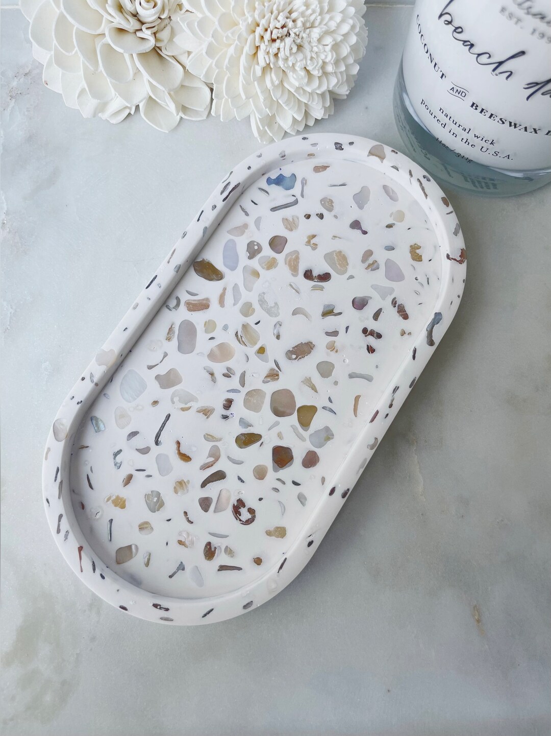 Seashell Terrazzo Oval Trinket Dish, Seashell Terrazzo Dish, Seashell ...