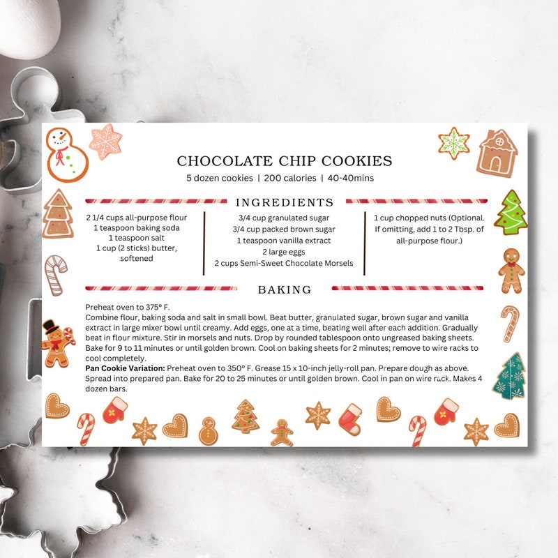 Holiday Recipe Cards - Etsy