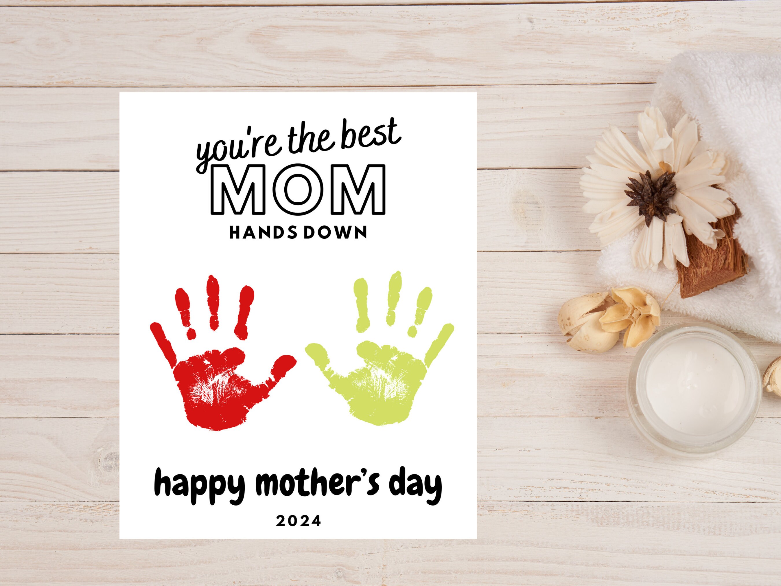 Mothers Day Hand Print Craft Hands Down Best Mom Ever Printable DIY ...