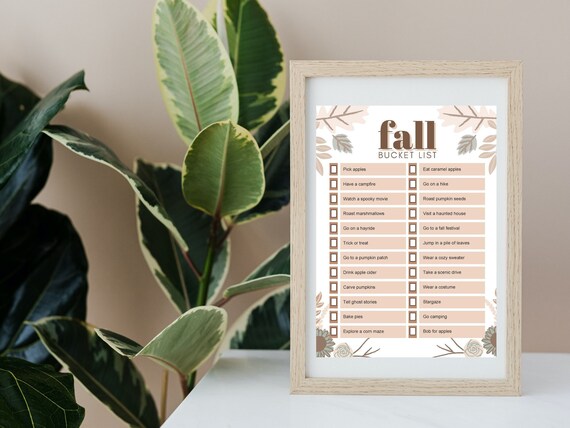 Fall Bucket List Printable Blank and Filled Version Fall - Etsy
