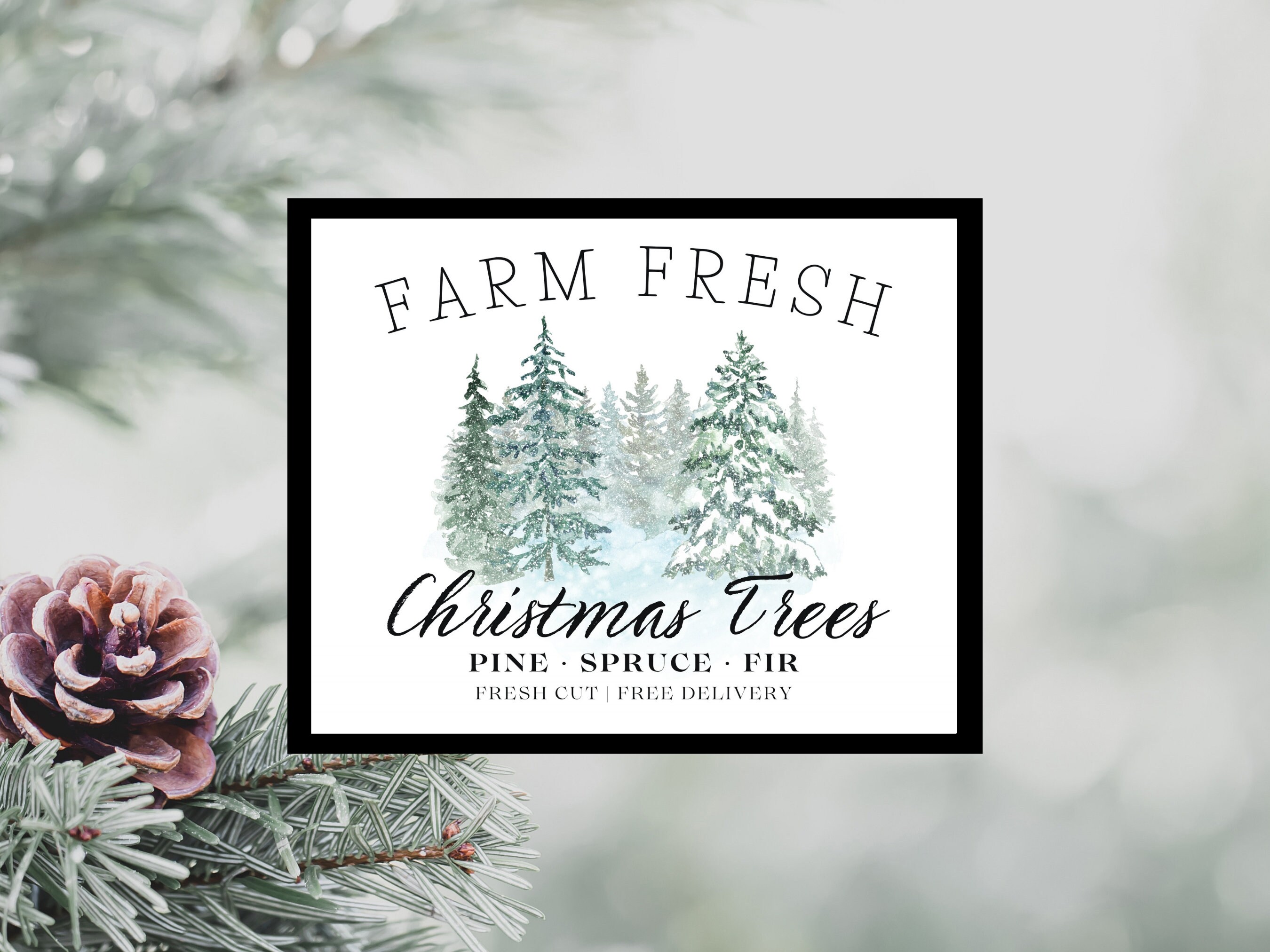 Farm Fresh Christmas Trees, Holiday Prints, Christmas Decoration ...