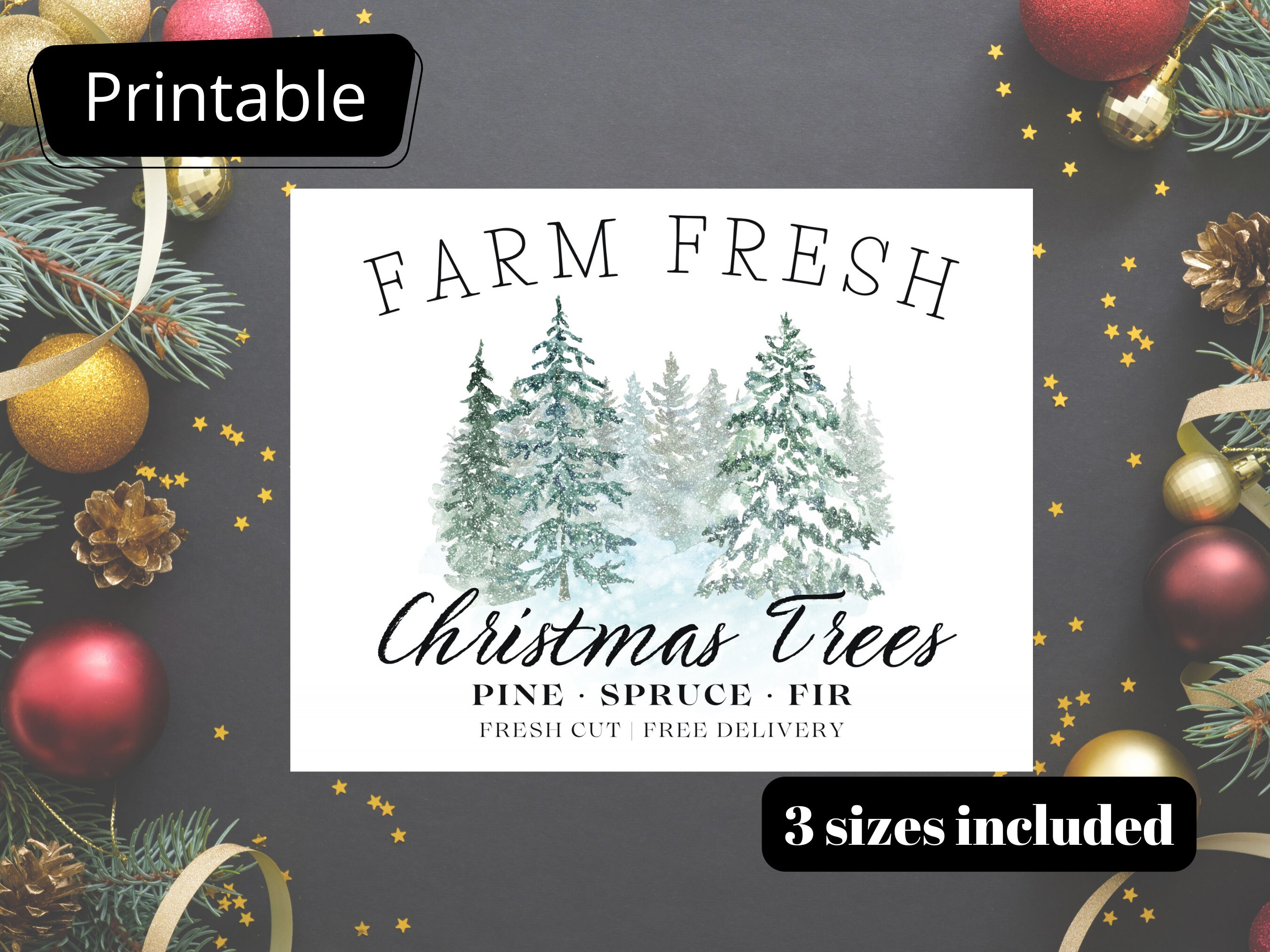 Farm Fresh Christmas Trees, Holiday Prints, Christmas Decoration ...