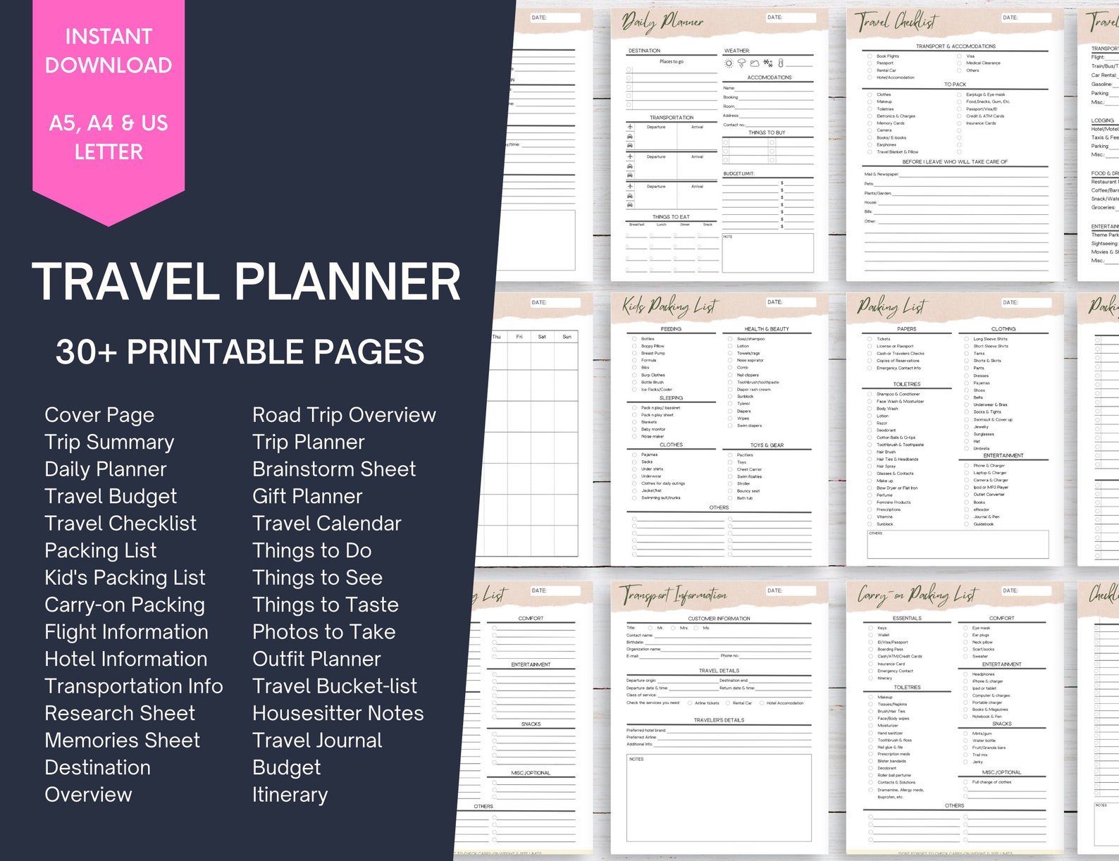 Printable Holiday Planner, Printable Vacation Planner, Cruise Planner ...