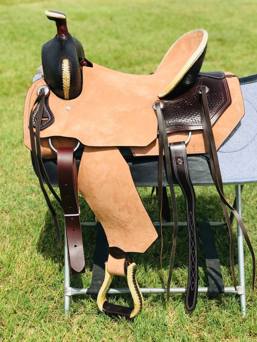 Western Two Tone Kids Saddle. Hard Seat Saddle With Black - Etsy