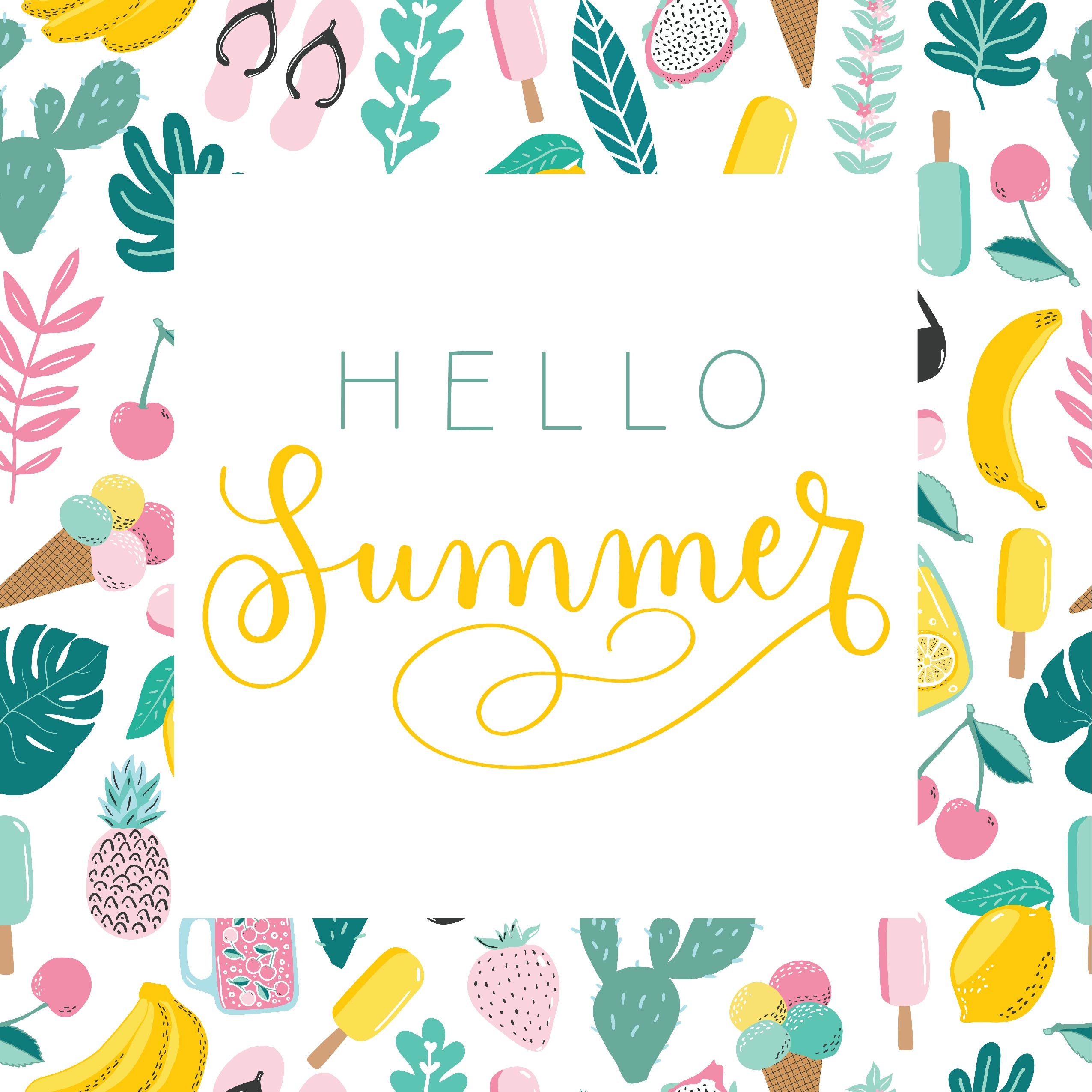 Hello Summer Digital Download Print at Home on Any Paper - Etsy