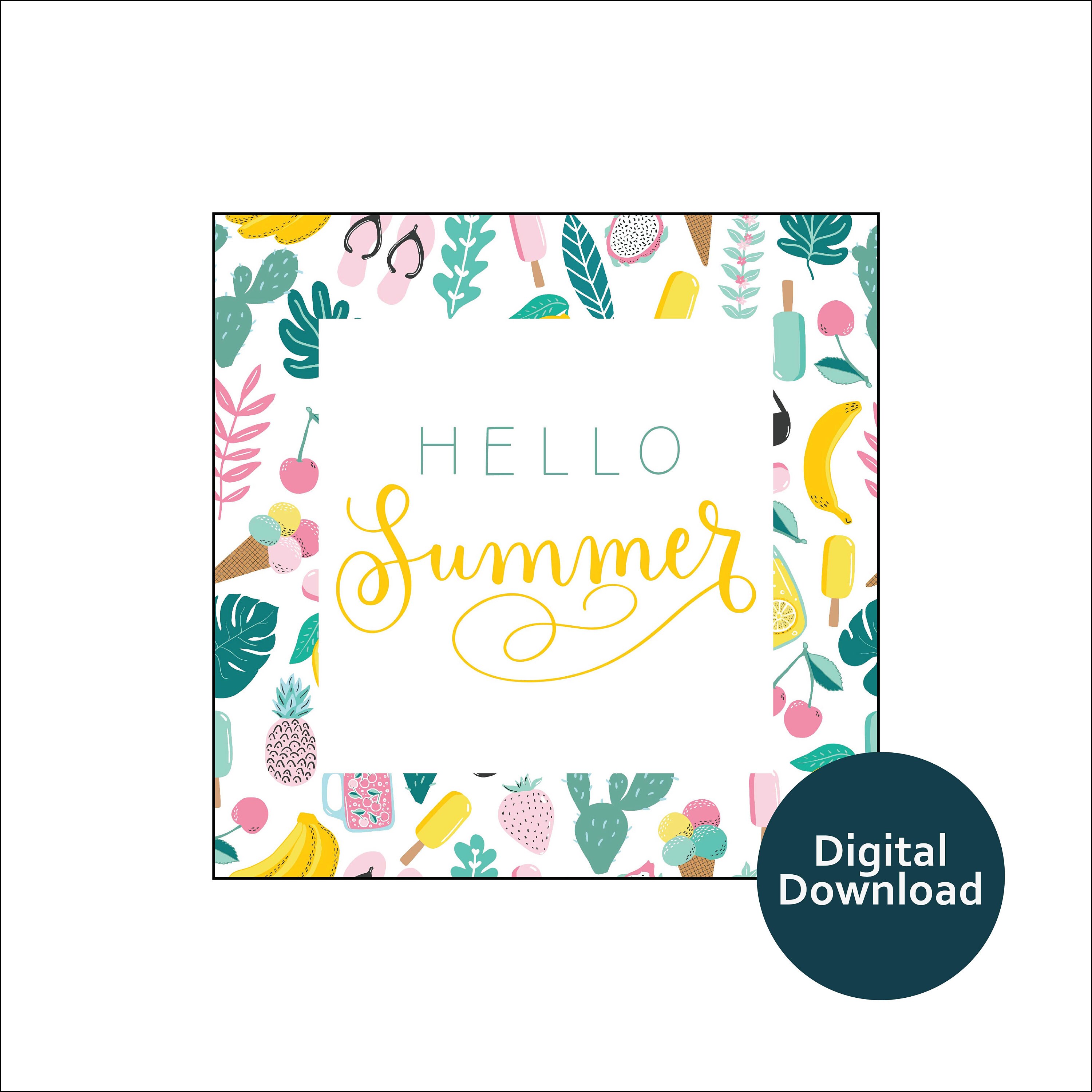Hello Summer Digital Download Print at Home on Any Paper - Etsy