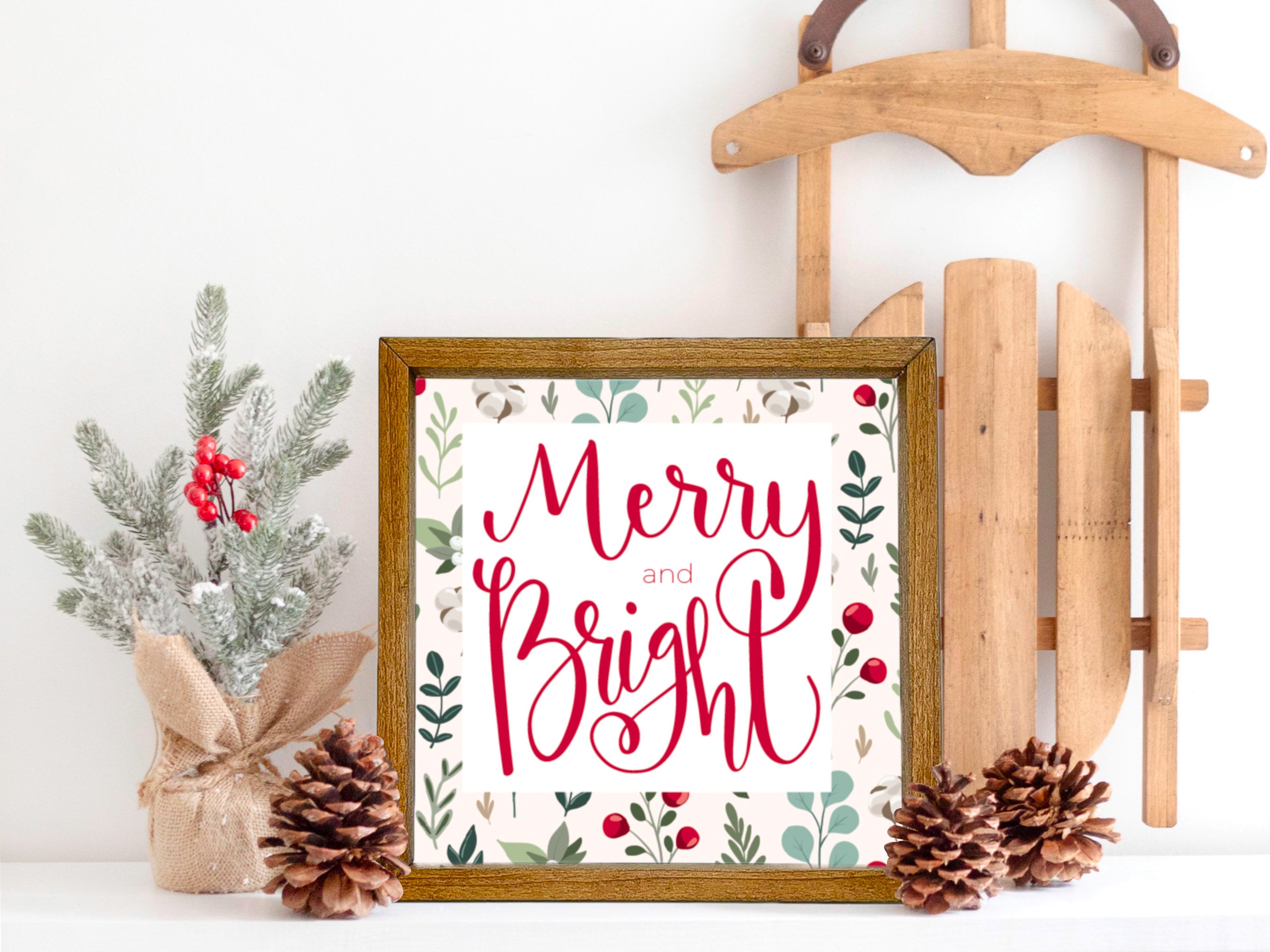 Merry and Bright Digital Download Print at Home on Any Paper - Etsy