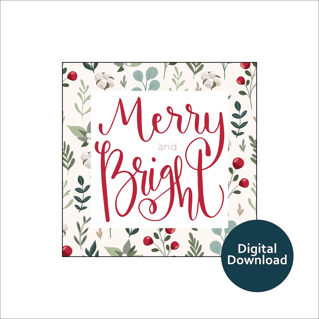 Merry and Bright Digital Download Print at Home on Any Paper - Etsy