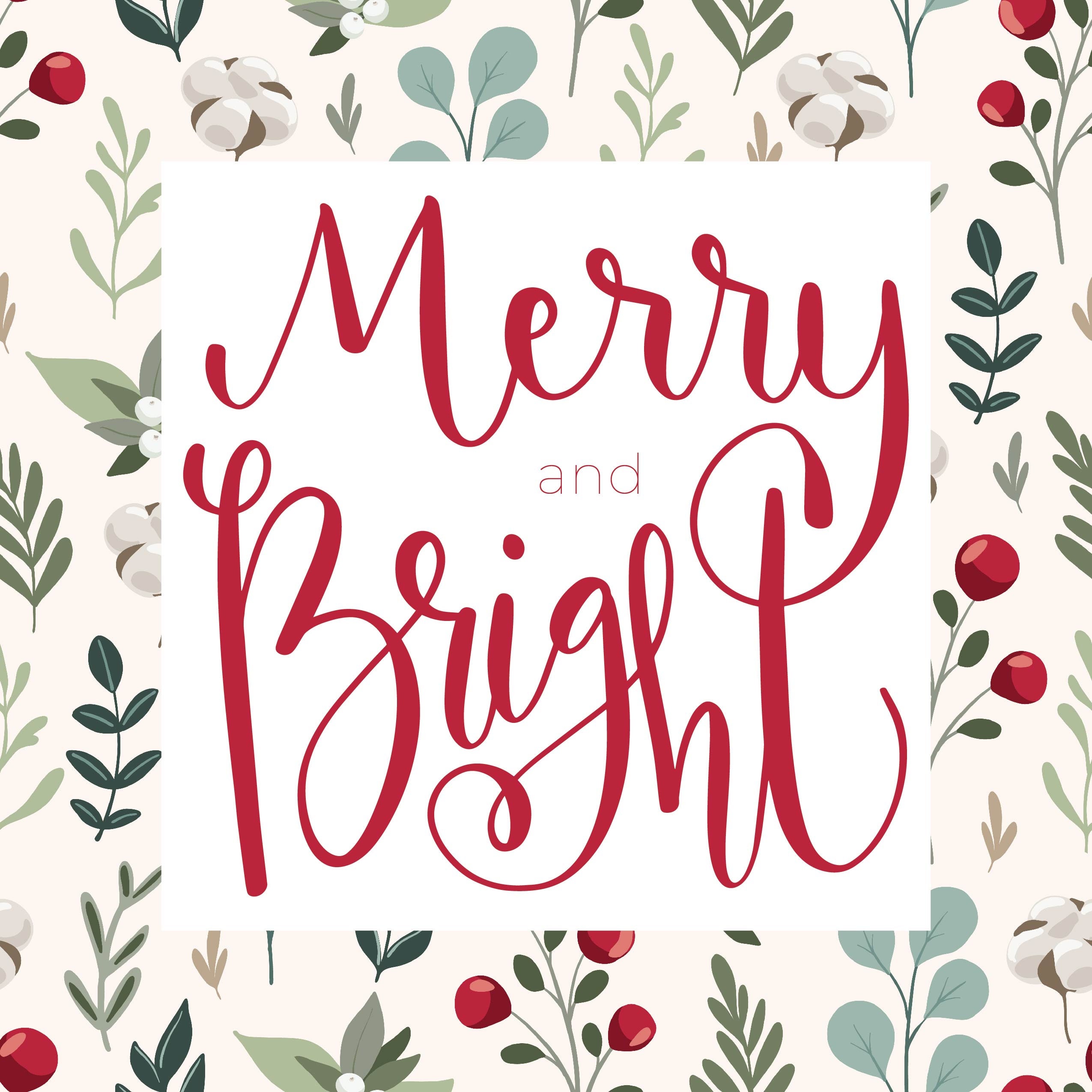 Merry and Bright Digital Download Print at Home on Any Paper - Etsy