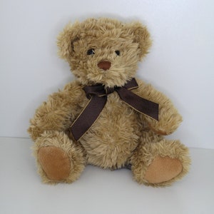 Traditional Sitting Teddy Bear Plushie Authentic by Keel Toys Stuffed Fluffy Bear Brown Ribbon ...