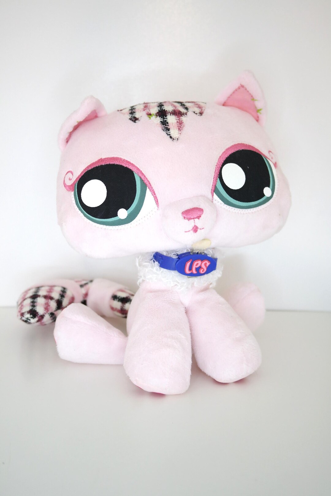 Vintage Littlest Pet Shop LPS Pink Plaid Plush Cat Stuffed Animal ...