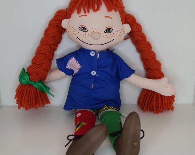 Vintage Pippi Doll - Original Plush Doll by Soft Toys - Rare Cloth Doll ...