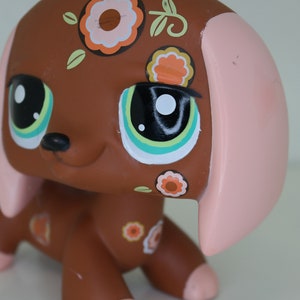 Jumbo Collectible LPS Rare Dark Brown Dachshund Dog Genuine Hasbro Deco ...