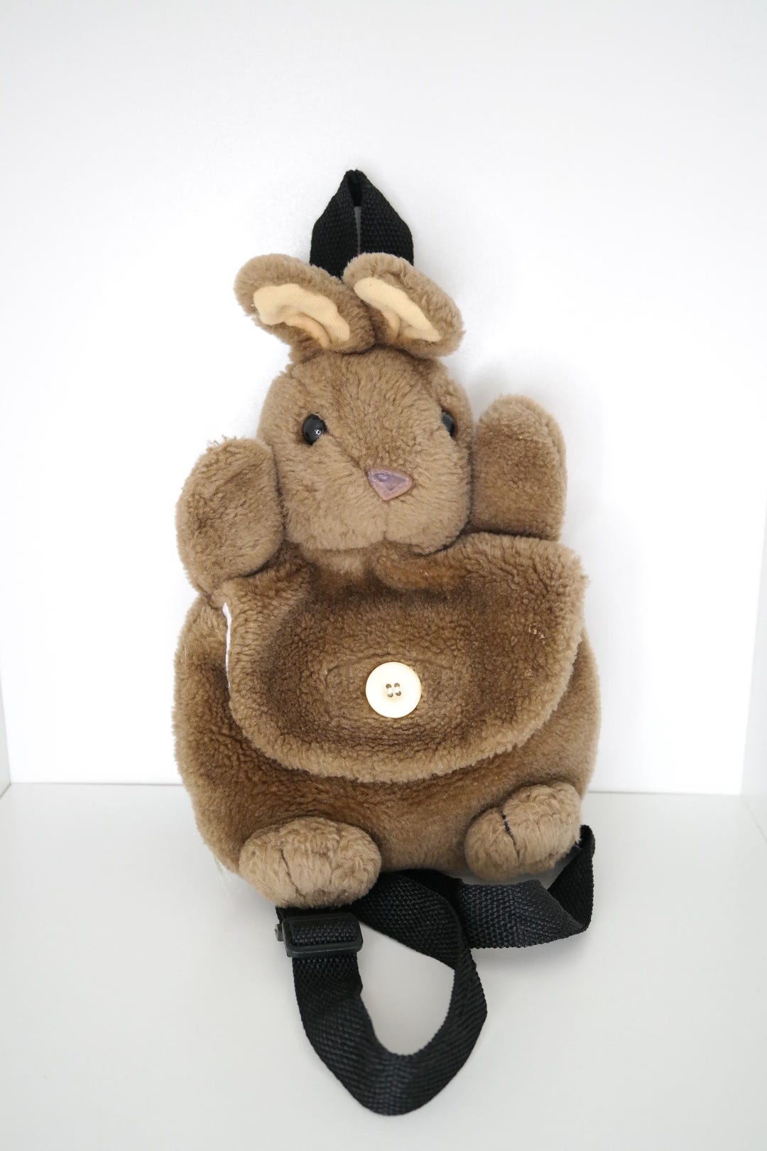 Vintage Plush Bunny Kids Backpack - Brown Rabbit Stuffed Animal Bag ...