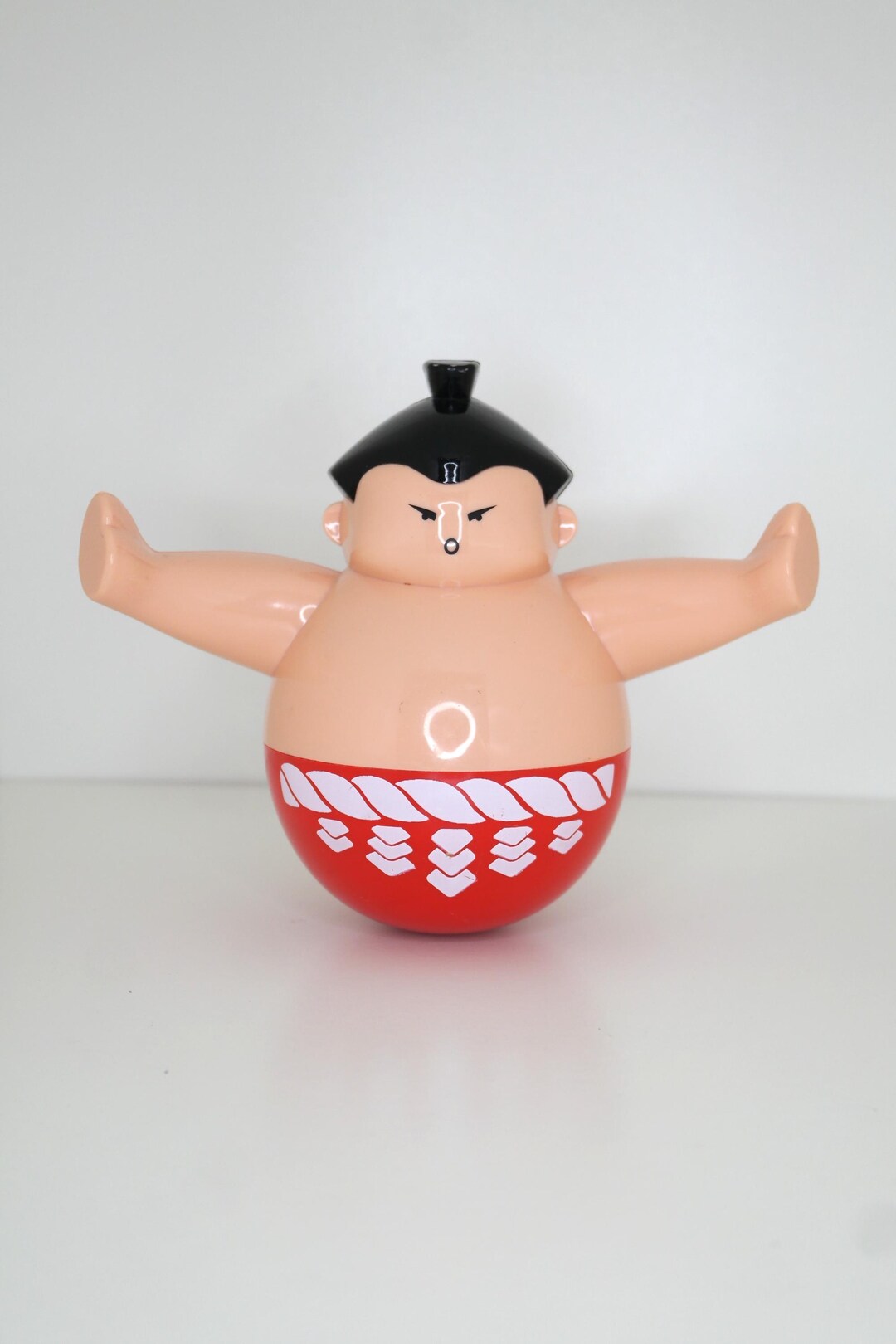 Vintage Sumo Wobbling Money Box Coin Bank Plastic Figurine Balancing ...