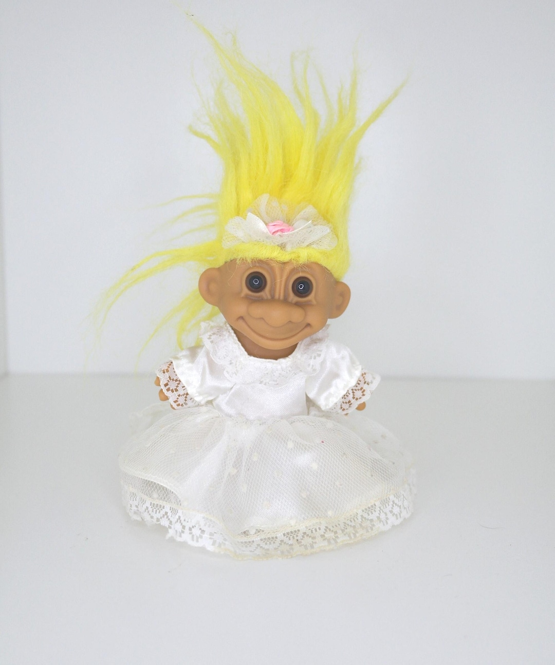 Vintage Russ Troll Doll - Bride Troll - White Dress Smiling Troll ...