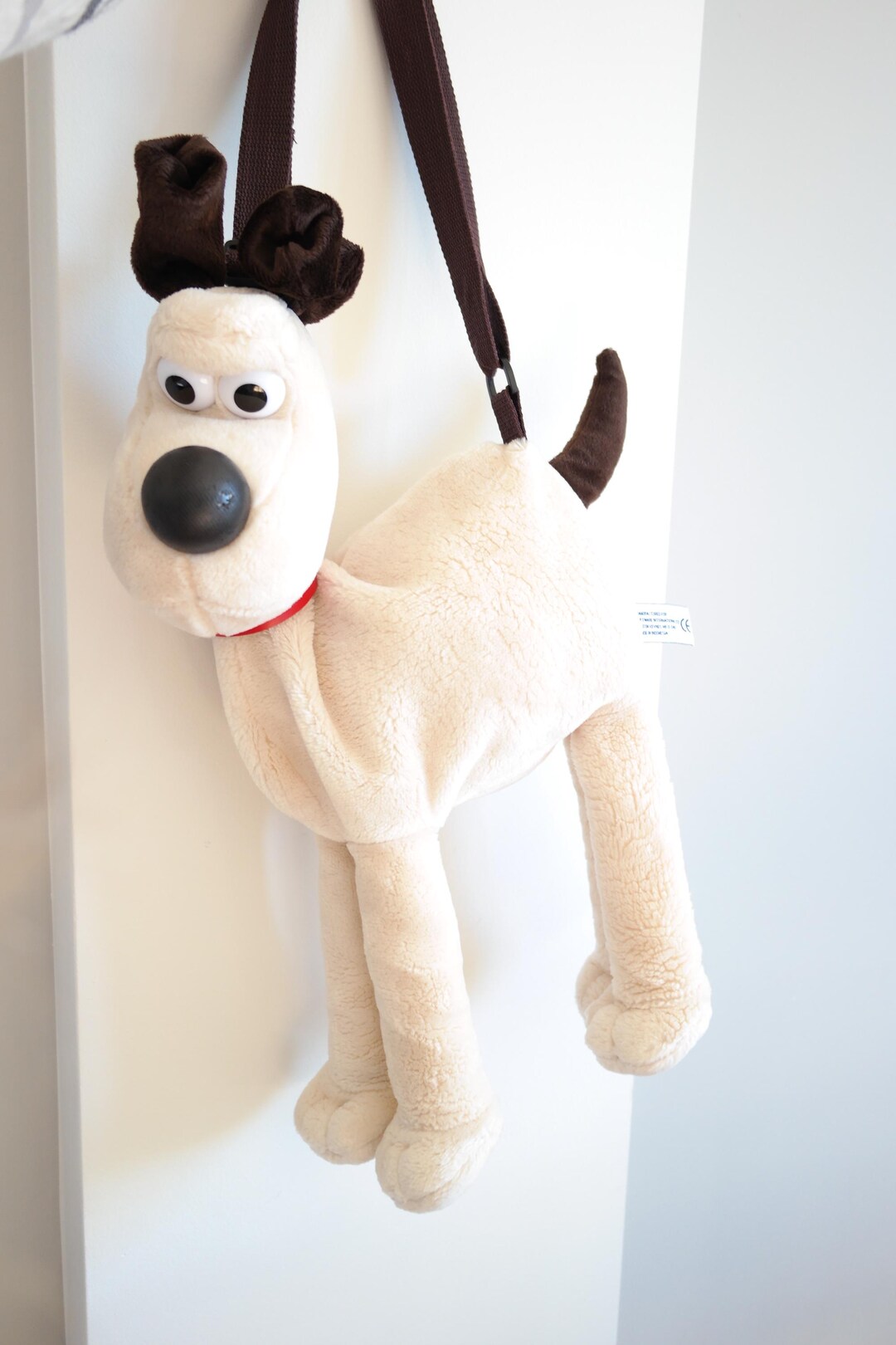 Vintage Wallace & Gromit Plush Shoulder Bag Large Dog Shaped Zip Purse ...