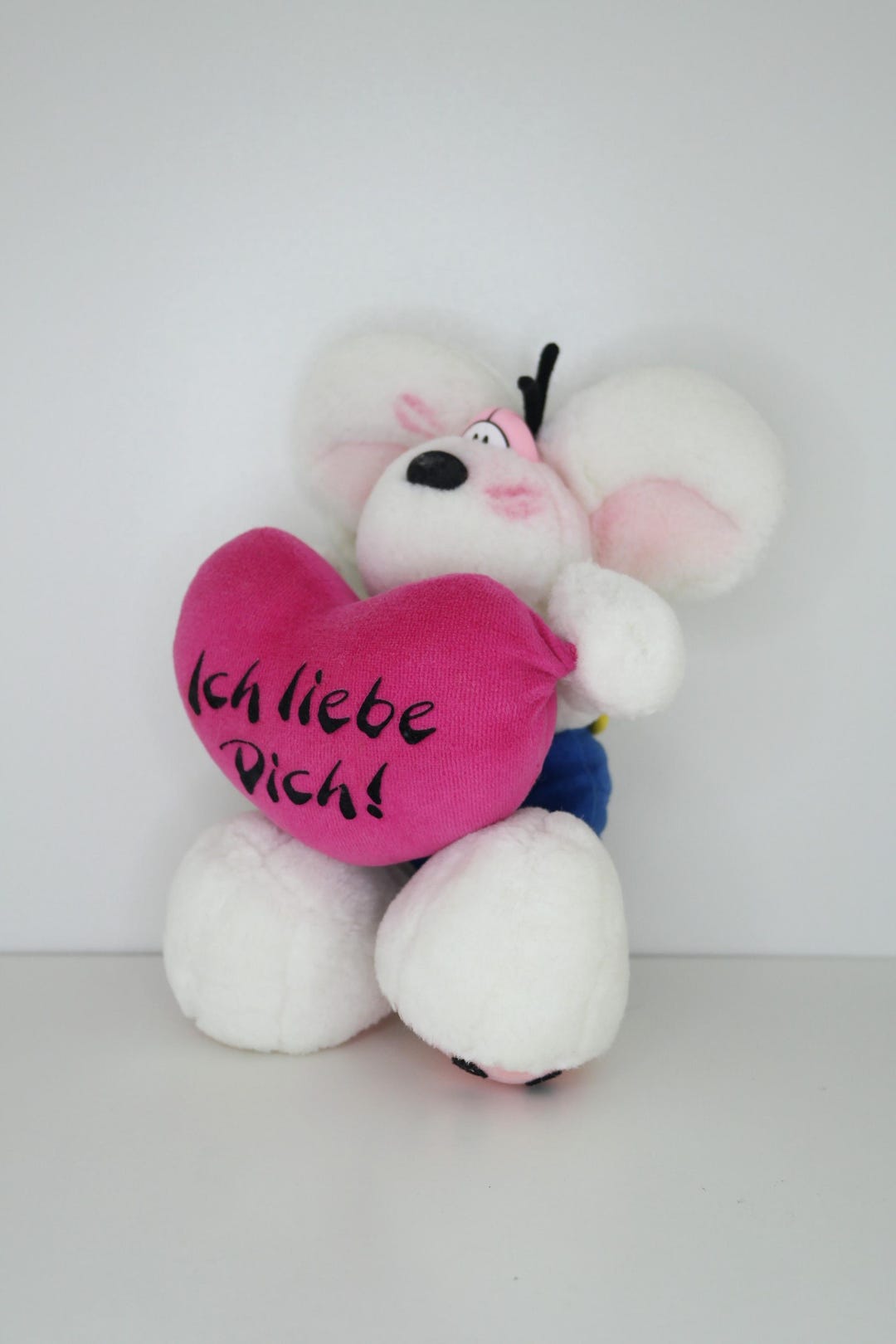 Diddl Plushie - Stuffed Animal Toy - 8'inch Tall White Mouse - Blue ...