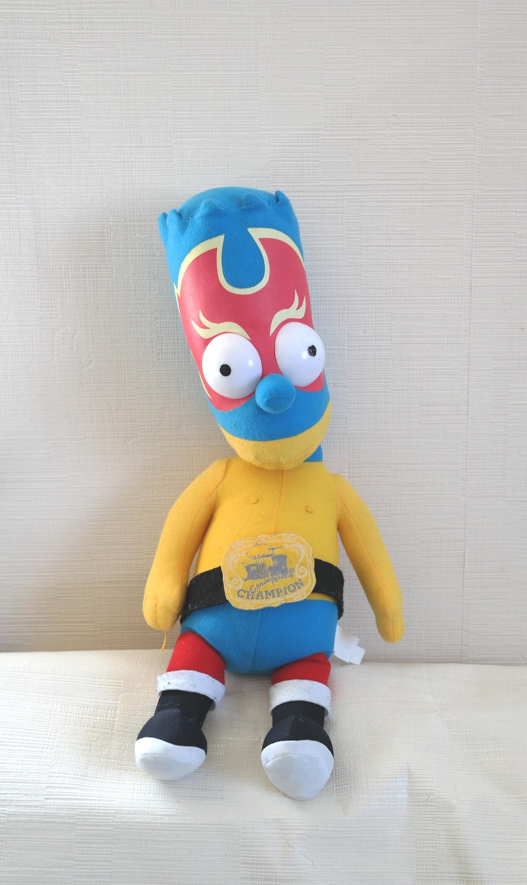 Vintage 20" Bart Simpson Plush, Springfield Wrestler Champion Figure ...