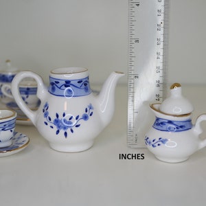 Vintage Mini Ceramic Pottery Tea Set - Miniature Dishware: Plate Cups ...