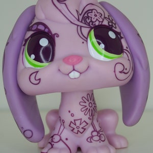 Jumbo LPS Rabbit Hasbro Deco Littlest Pet Shop Purple Bunny Pet 4.5 ...