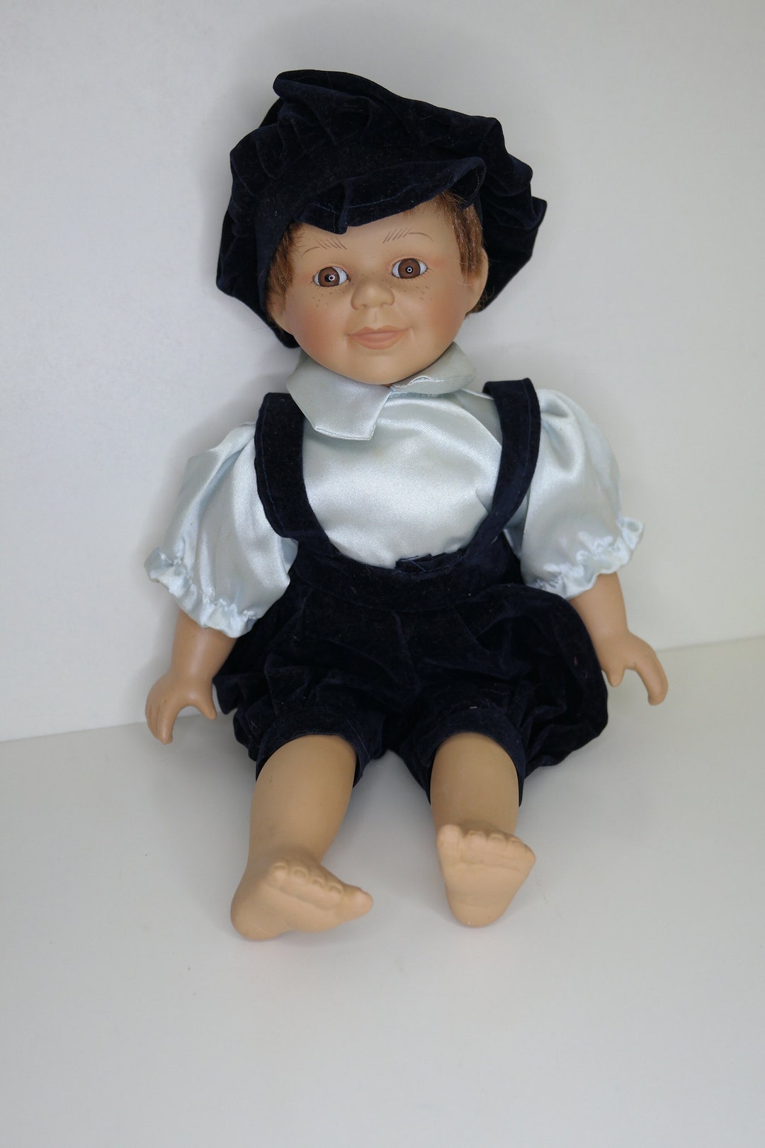 Collectible Vintage Expression Doll - Ceramic Limbs - Toddler in Blue ...
