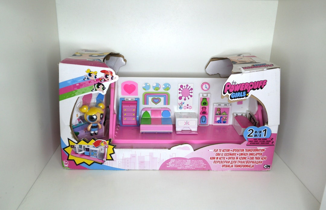 Powerpuff Girls Playset Plastic Flip to Action Playset Bubble's Bedroom ...