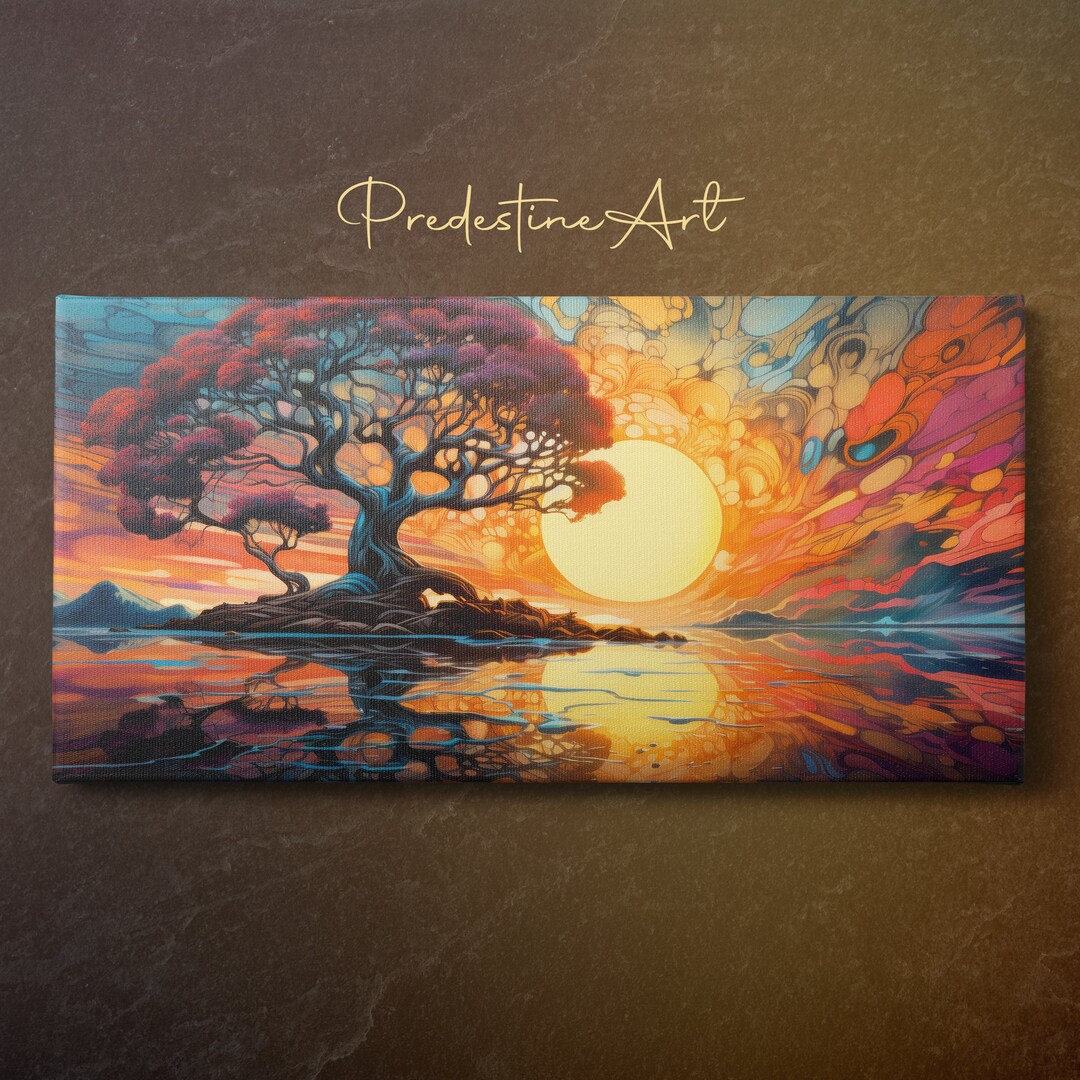 Sakura Embrace: Tree of Life Rising From Ocean Waves Beneath - Etsy