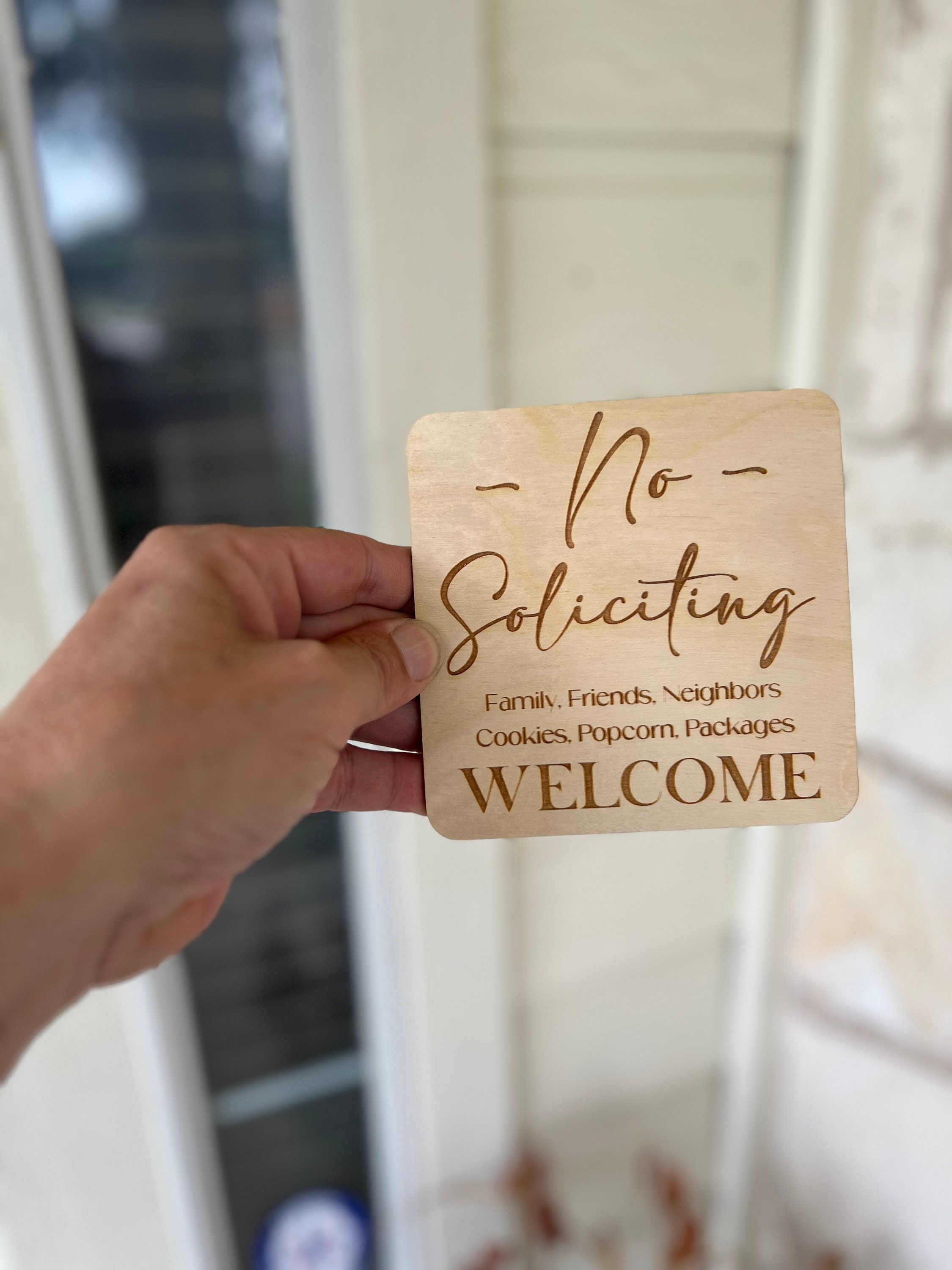 No Soliciting, Customizable Door Sign, Laser Engraved, 3 Sizes - Etsy