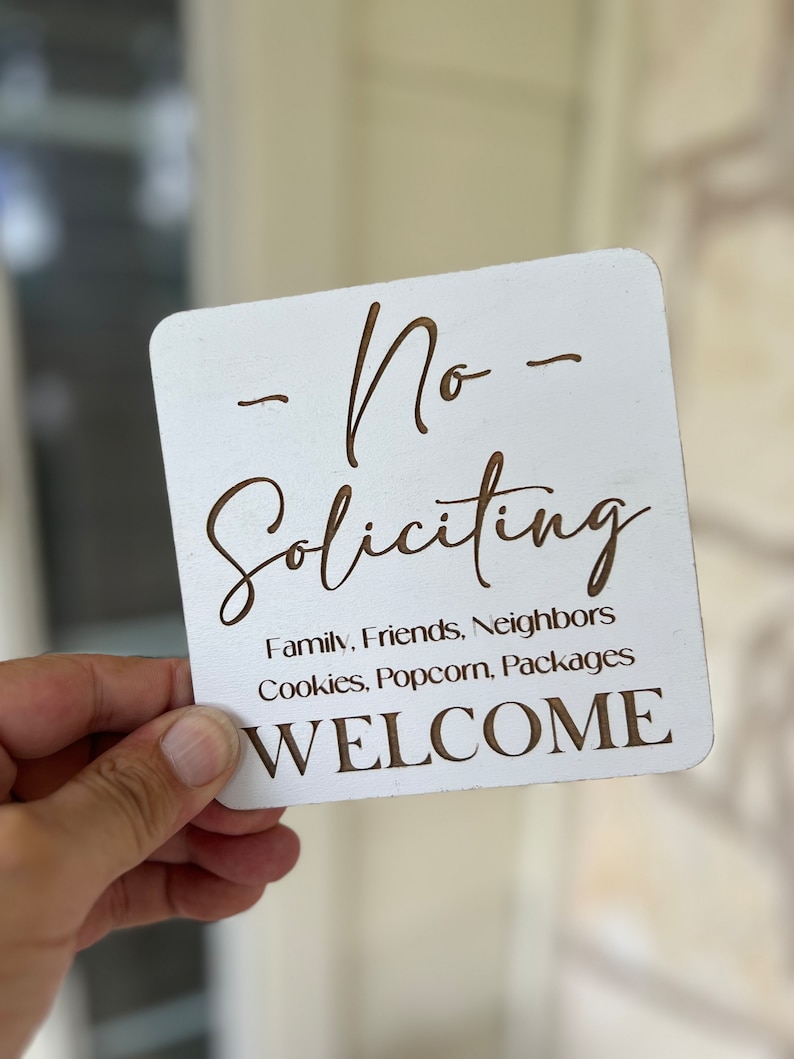 No Soliciting, Customizable Door Sign, Laser Engraved, 3 Sizes - Etsy
